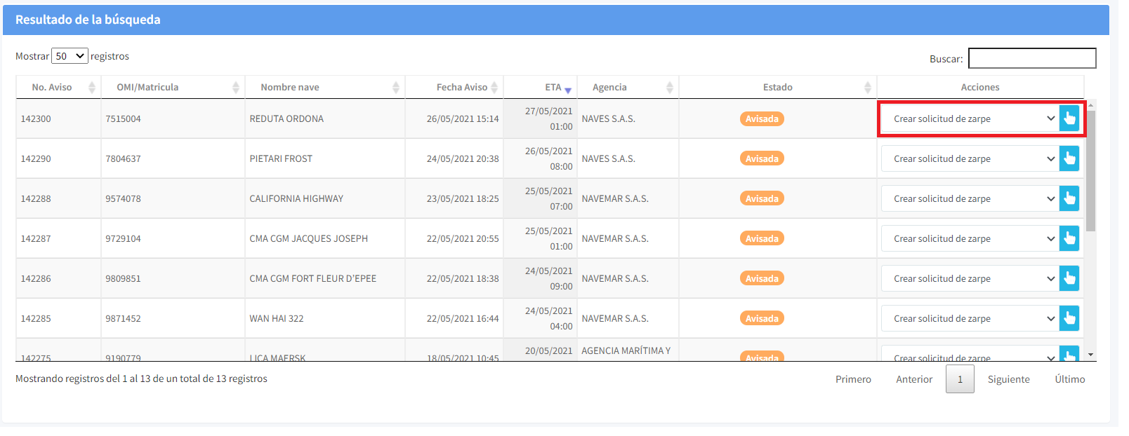 Manual de usarioCrear Solicitud de Zarpe
