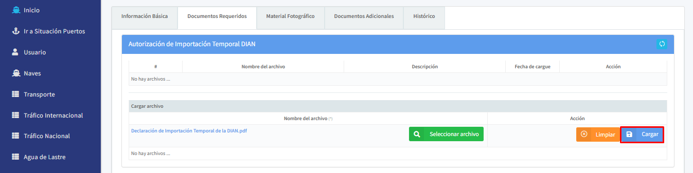 Manual de usarioDocumentos Requeridos